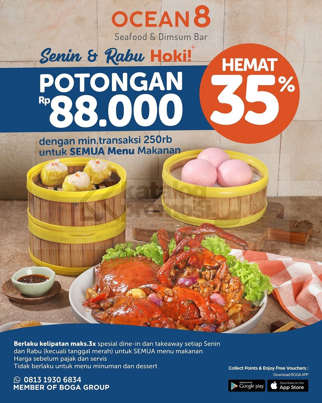 Promo OCEAN 8 Senin & Rabu Hoki! POTONGAN Rp. 88RIBU untuk SEMUA MENU ...