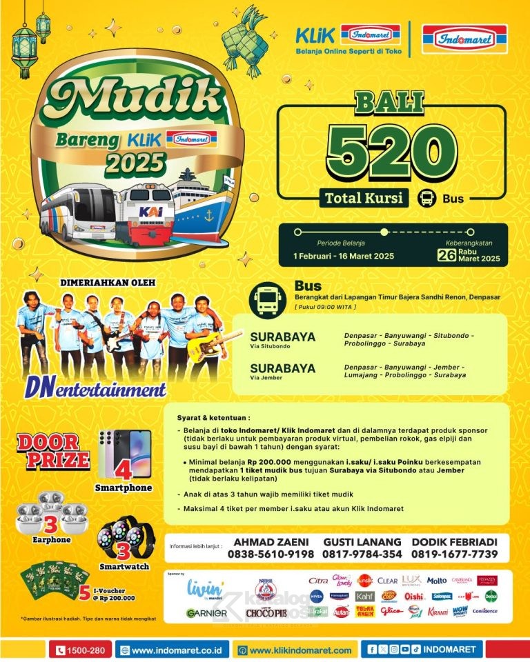 Mudik Bareng Klik Indomaret 2025 – GRATIS Tiket Bus, Kereta, dan Kapal