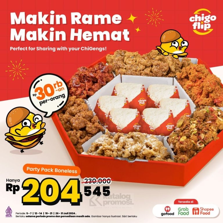 Promo CHIGO x FLIP PARTY PACK BONELESS cuma Rp. 204RIBUAN
