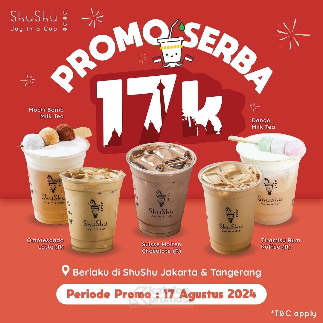 Promo Shushu Spesial Kemerdekaan – Beli Minuman Favorit serba Rp. 17K • SoPasti.Com