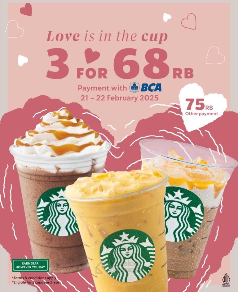 Promo STARBUCKS HUT BCA 68 - 3 Minuman Starbucks hanya Rp 68K