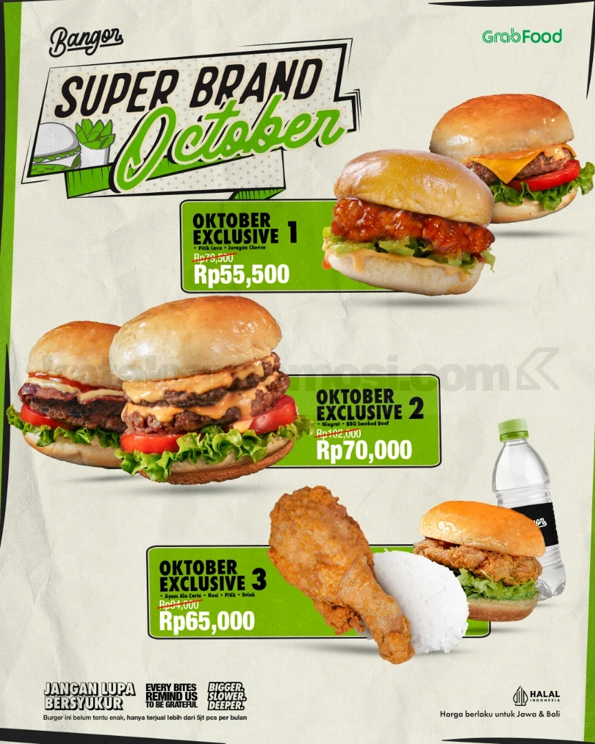 Promo Burger Bangor GrabFood Super Brand Oktober mulai dari Rp55ribuan