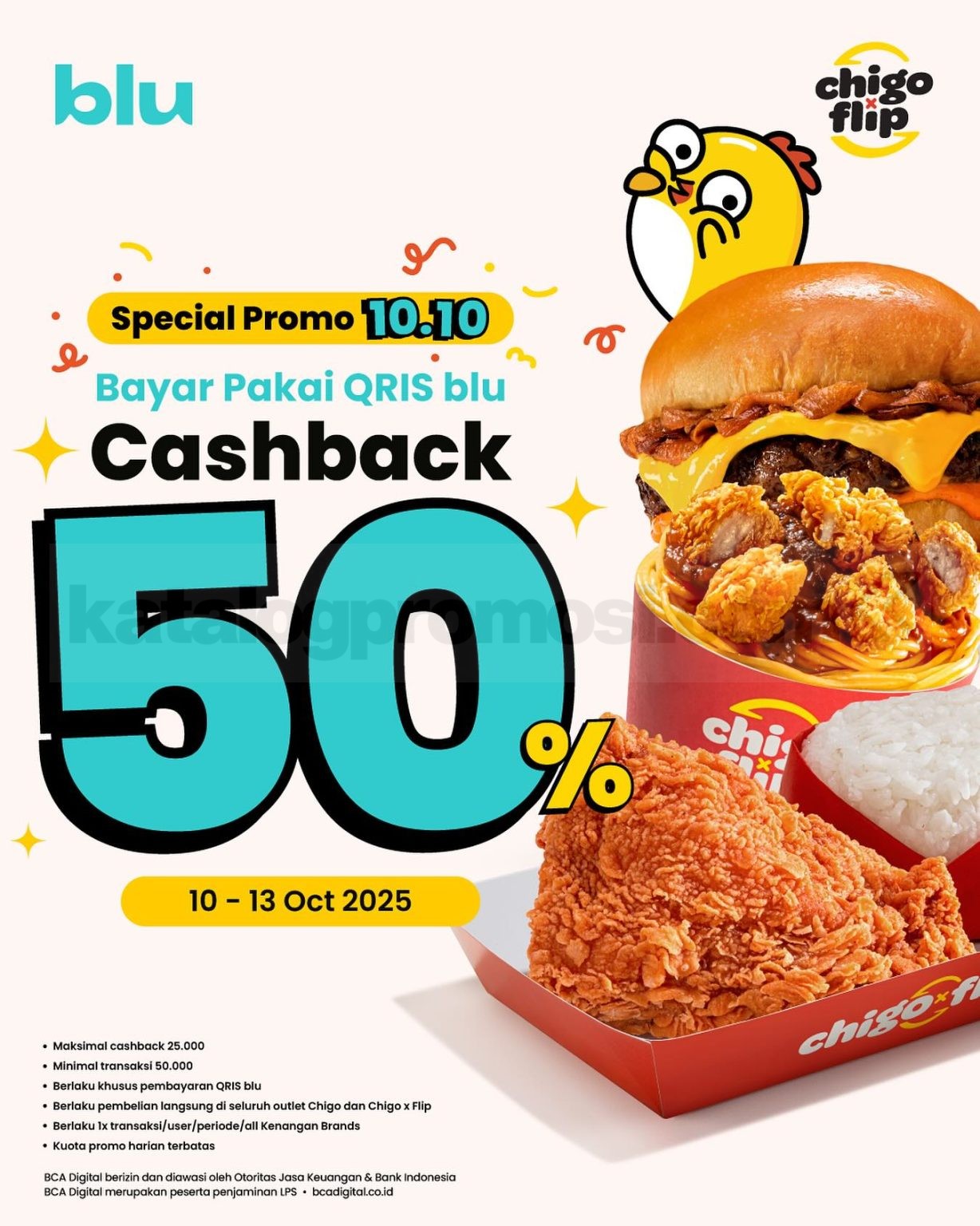 Promo Chigo x Flip Special 10.10 Cashback 50% pakai QRIS blu