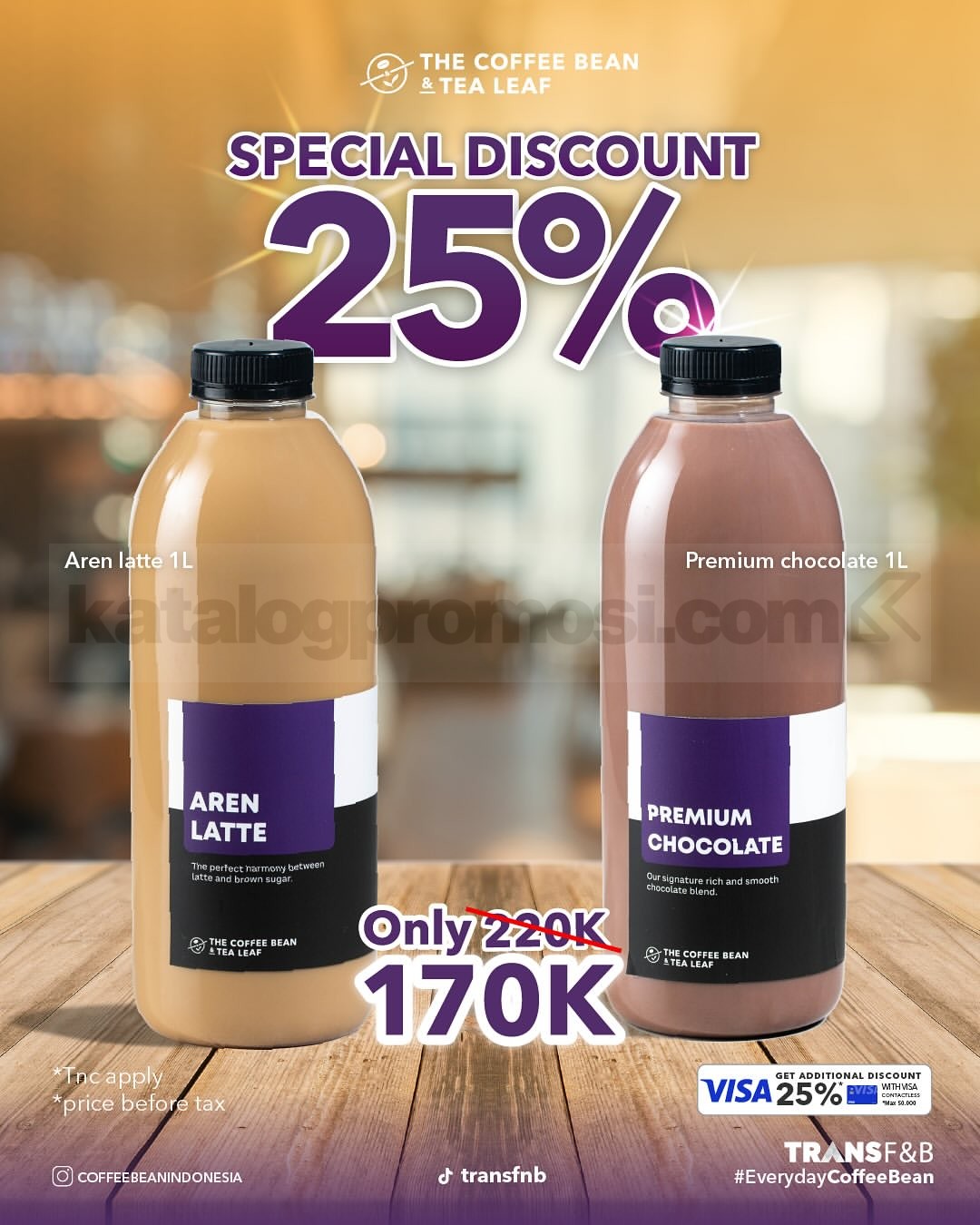 Promo The Coffee Bean Diskon 25% 1L Aren Latte & Premium Chocolate ...