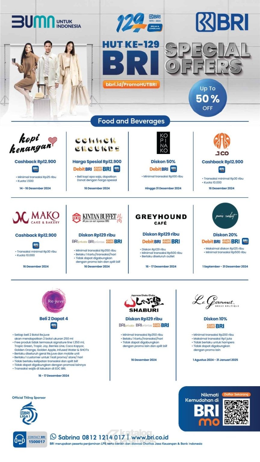 Promo BRI HUT ke-129 Special Offers dan Cashback Hingga Rp1,29 Juta