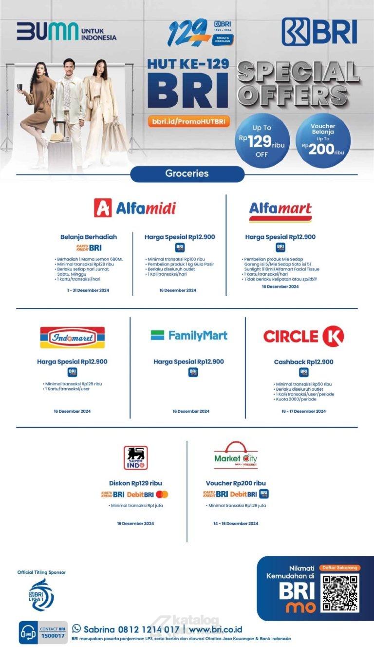 Promo BRI HUT ke-129 Special Offers dan Cashback Hingga Rp1,29 Juta