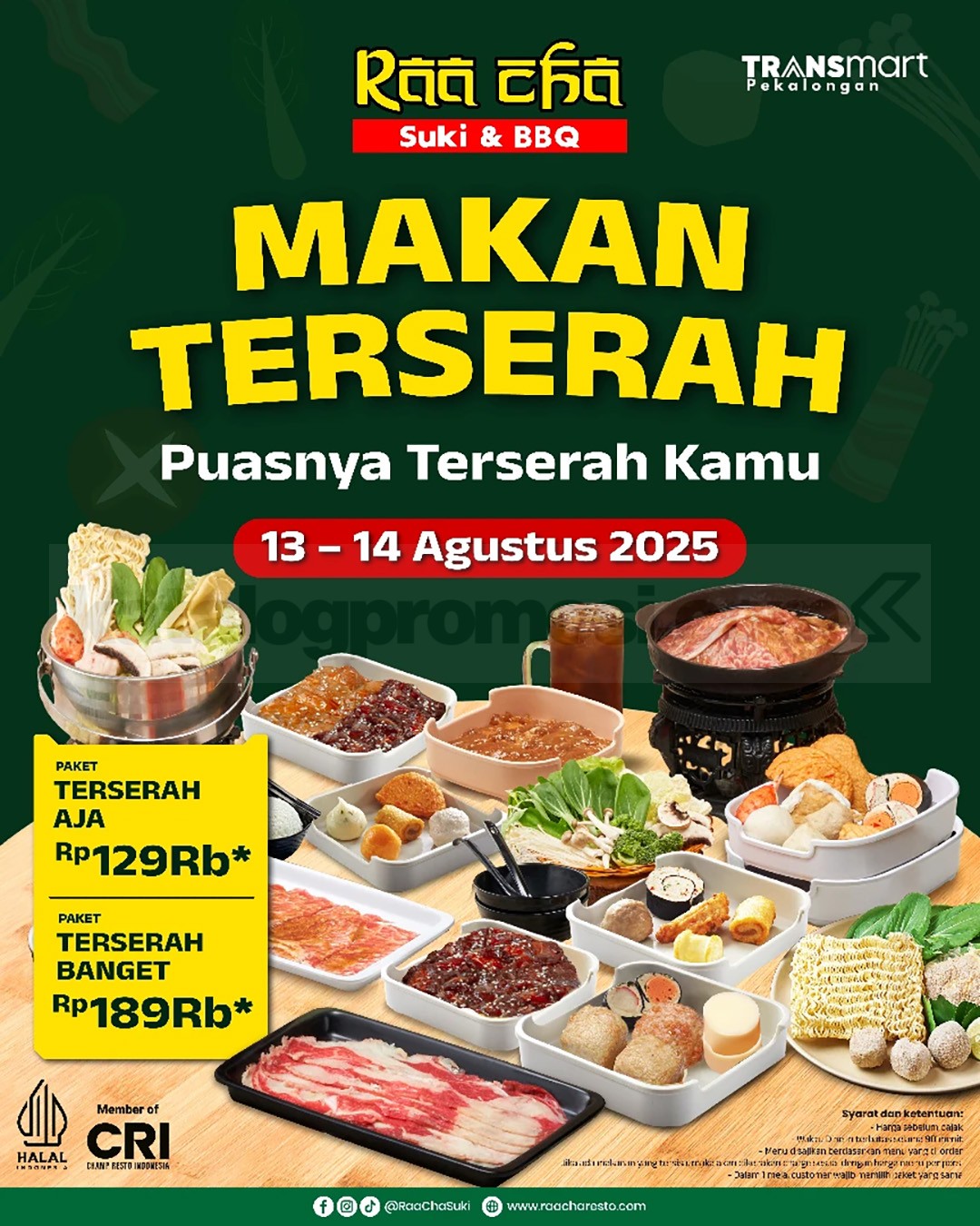 Promo Raa Cha Suki & BBQ Grand Opening Transmart Pekalongan Makan Terserah
