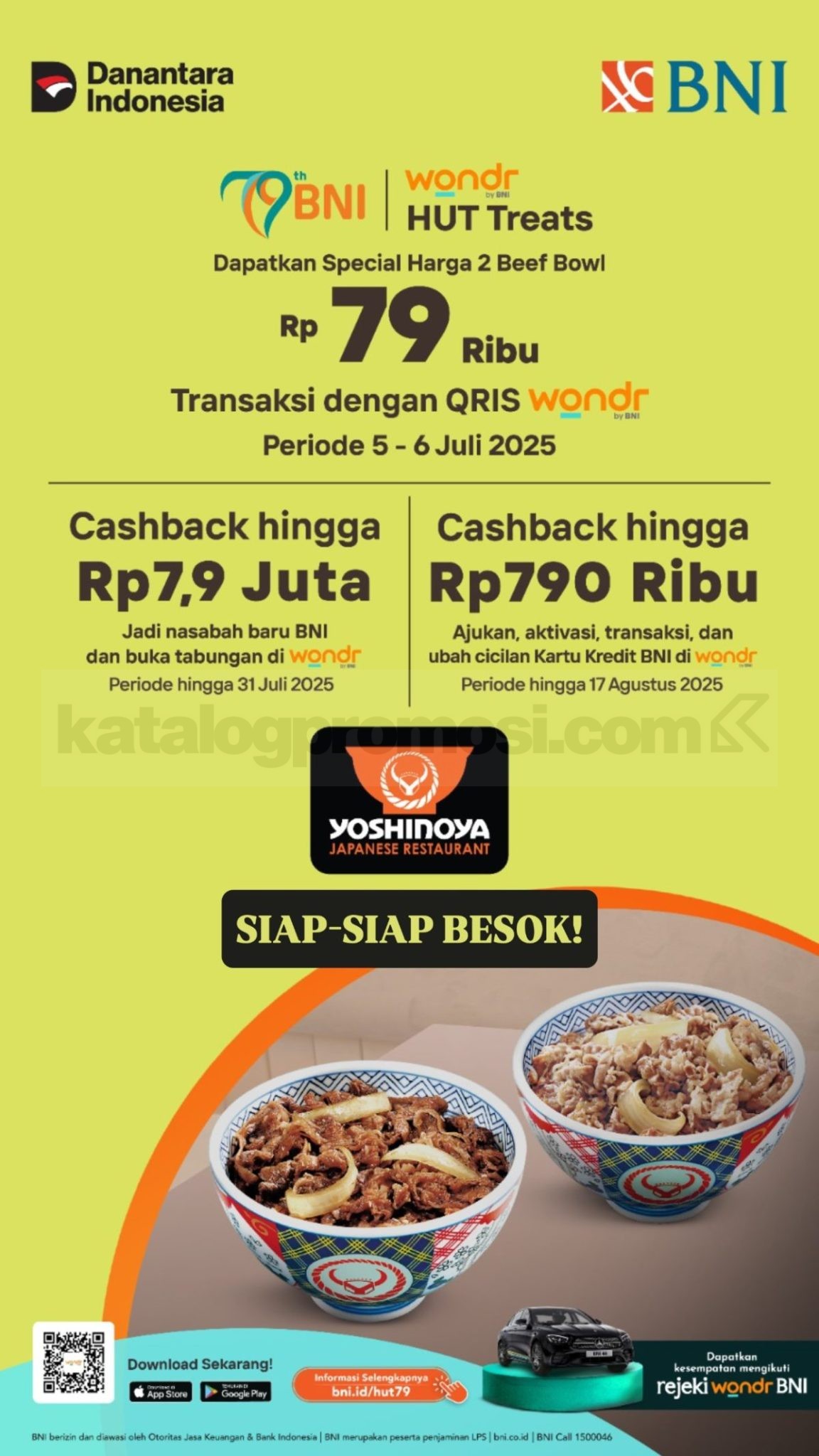 Promo Yoshinoya HUT BNI 79 Paket 2 Beef Bowl cuma Rp79.000