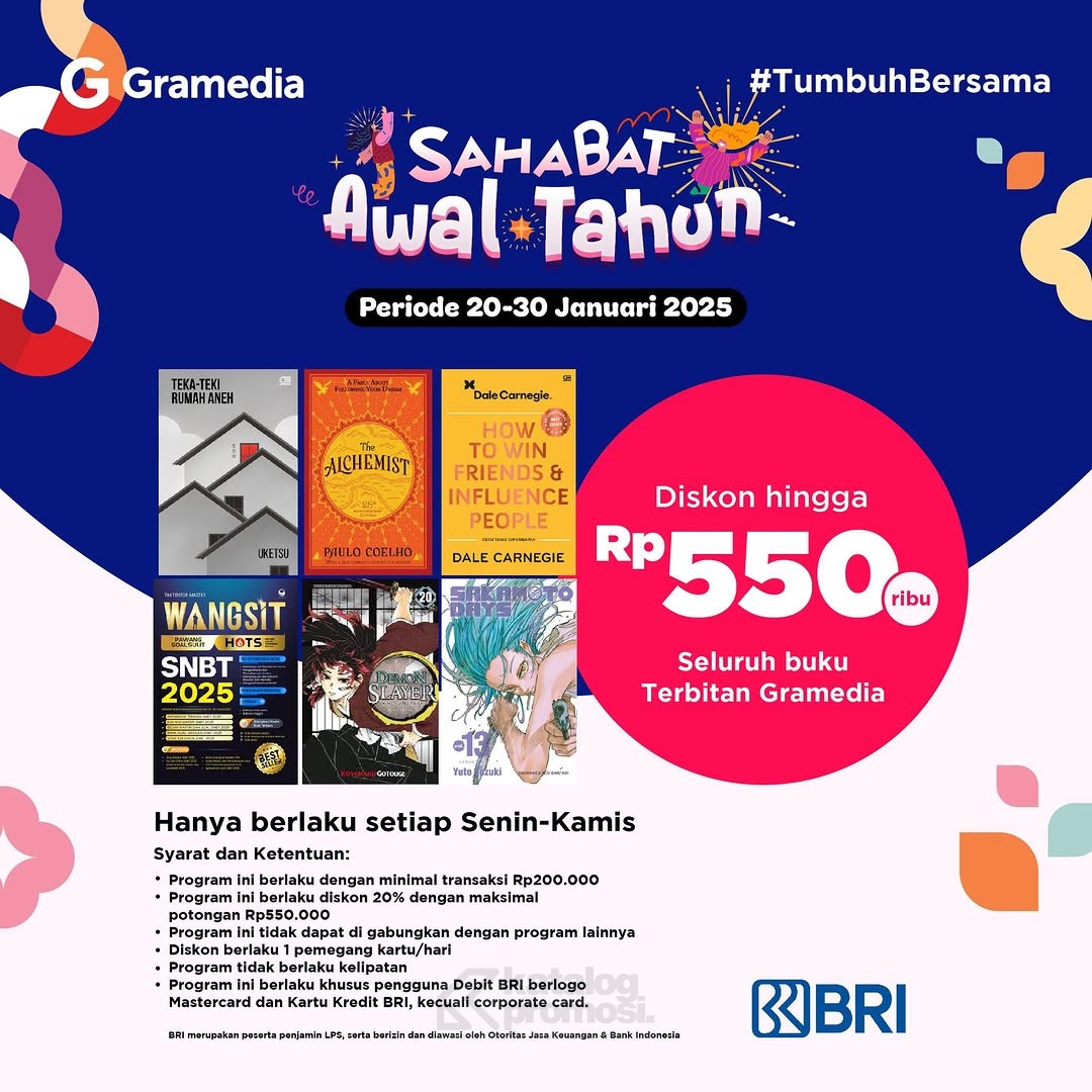 Promo BRI di Gramedia Sahabat Awal Tahun Diskon hingga 550K • SoPasti.Com