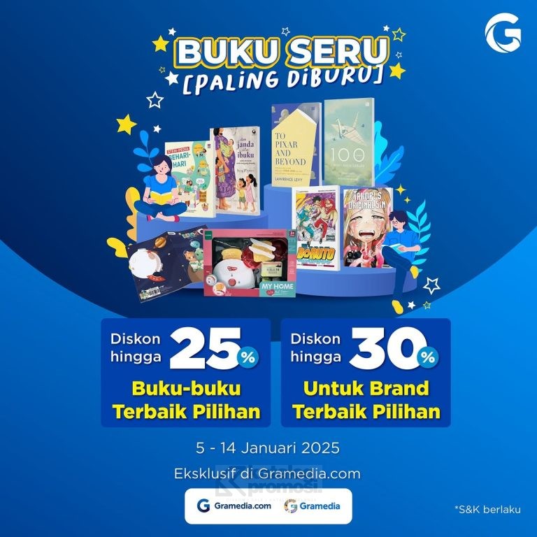 Promo Gramedia Buku Paling Diburu Awal Tahun Diskon hingga 30% • SoPasti.Com