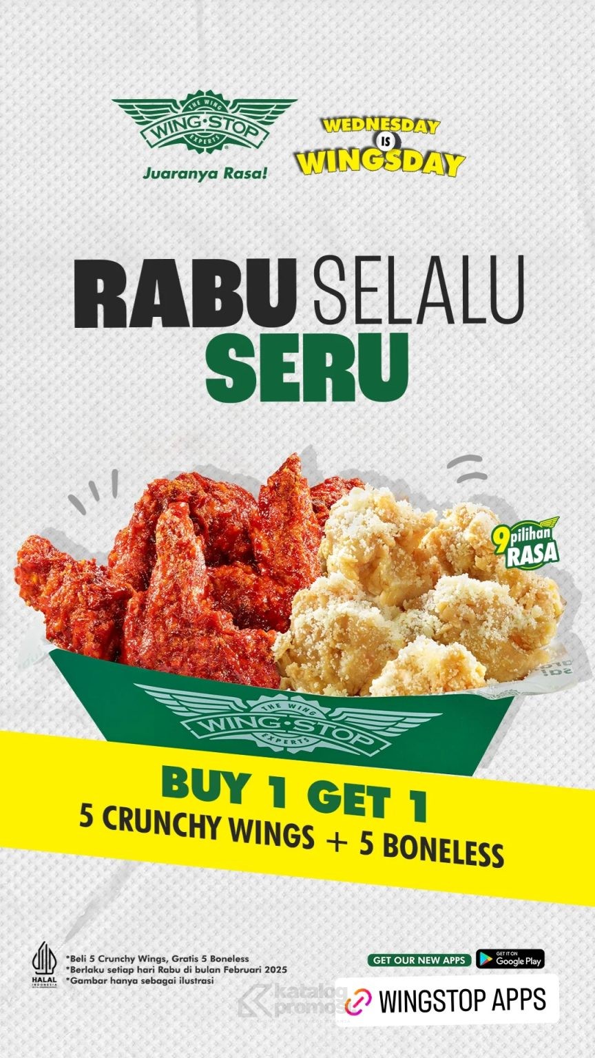 Promo WINGSTOP WEDNESDAY is WINGSDAY BELI 5 GRATIS 5