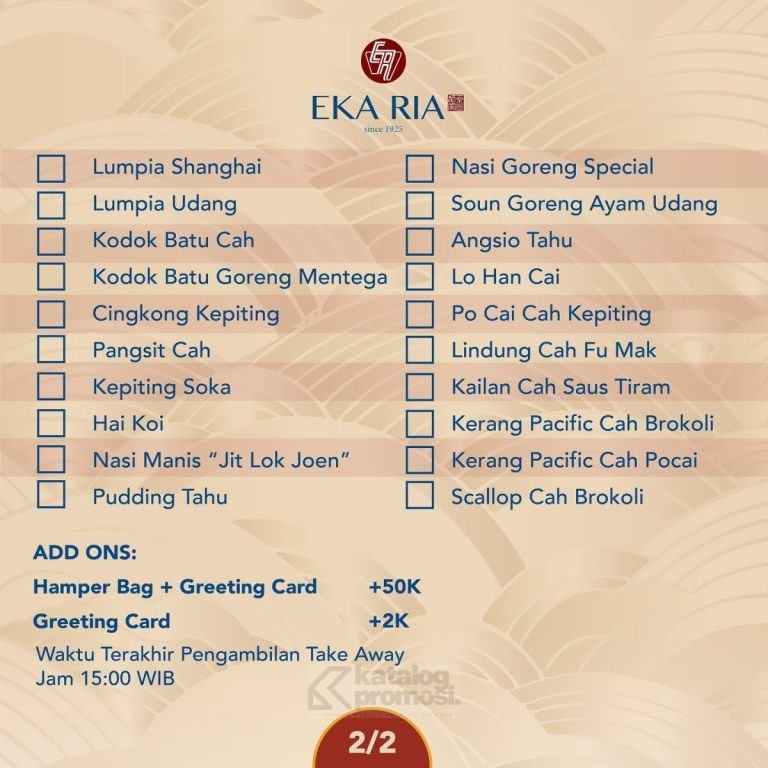 Promo Eka Ria Restaurant Exclusive Chinese New Year Takeaway Menu 2025