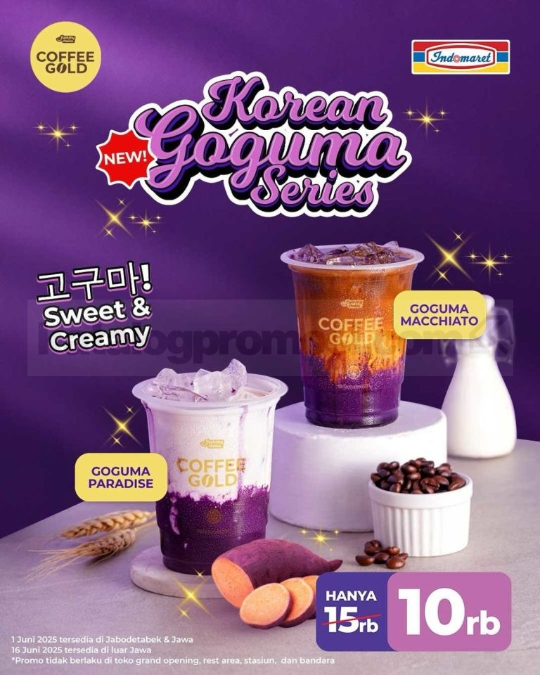 Promo Indomaret Yummy Choice Coffee Gold Korean Goguma Series • SoPasti.Com