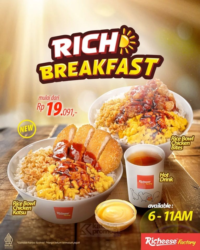 Promo Richeese Factory Rice Bowl Breakfast Mulai Rp19.901