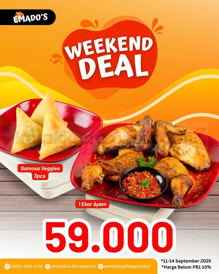 Promo Emados Weekend Deals 1 Ayam + 3 Samosa Rp59 ribu
