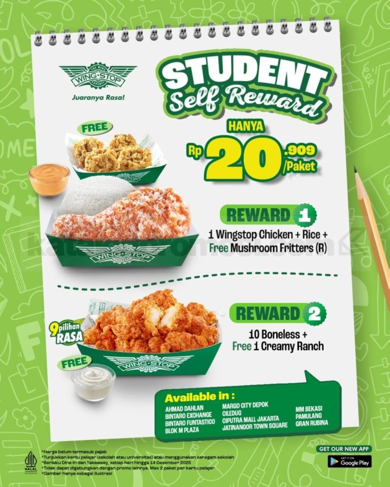 Promo Wingstop Student Self Reward mulai Rp.20 ribuan