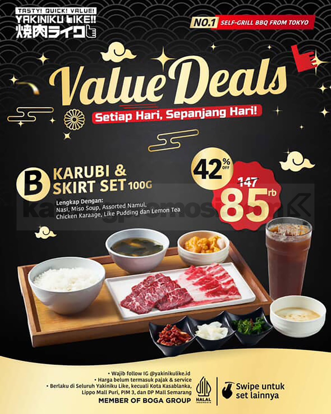 Promo Yakiniku Like Set Karubi & Chicken mulai Rp75.000 • SoPasti.Com