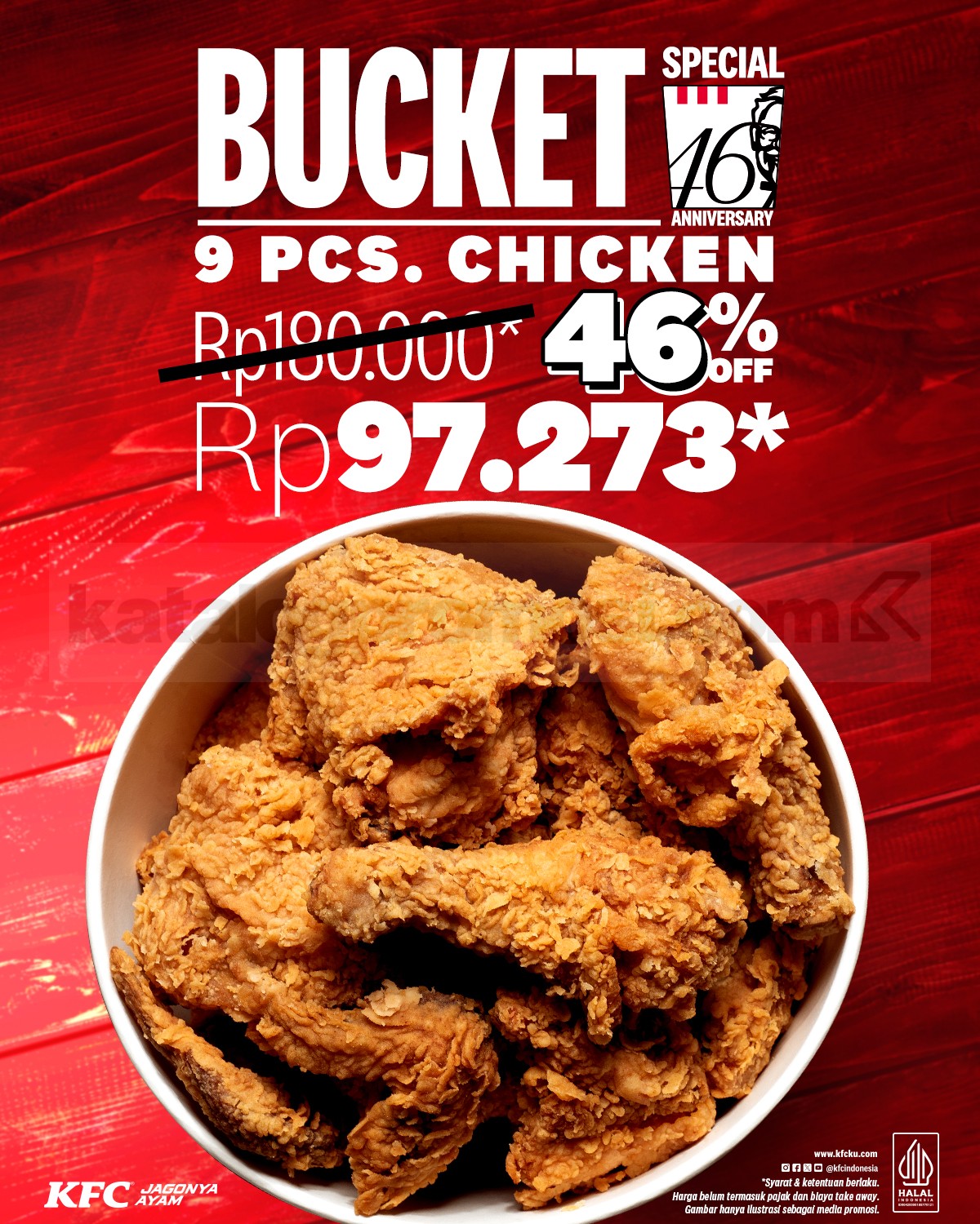 Promo KFC 46th Anniversary Diskon 46% Bucket Spesial 9 Pcs Chicken