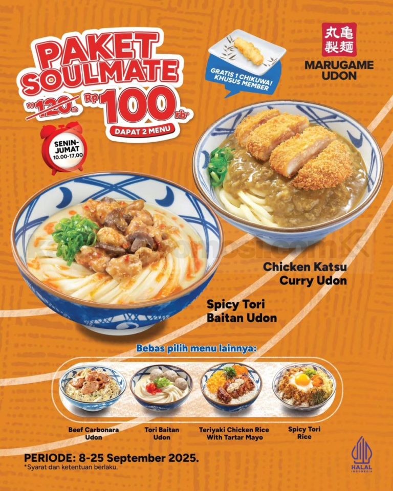 Promo Marugame Udon Paket Soulmate 2 Menu Rp100.000