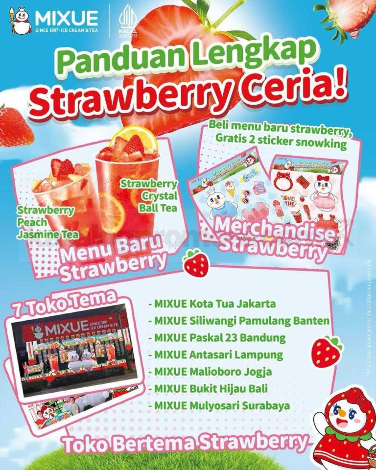 Promo Mixue Strawberry Ceria Beli 2 Hemat Rp4.000 + Stiker Lucu