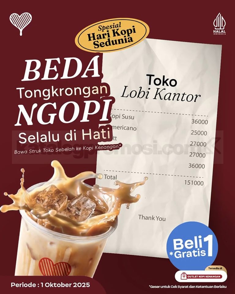 Promo Kopi Kenangan Hari Kopi Sedunia Beli 1 Gratis 1