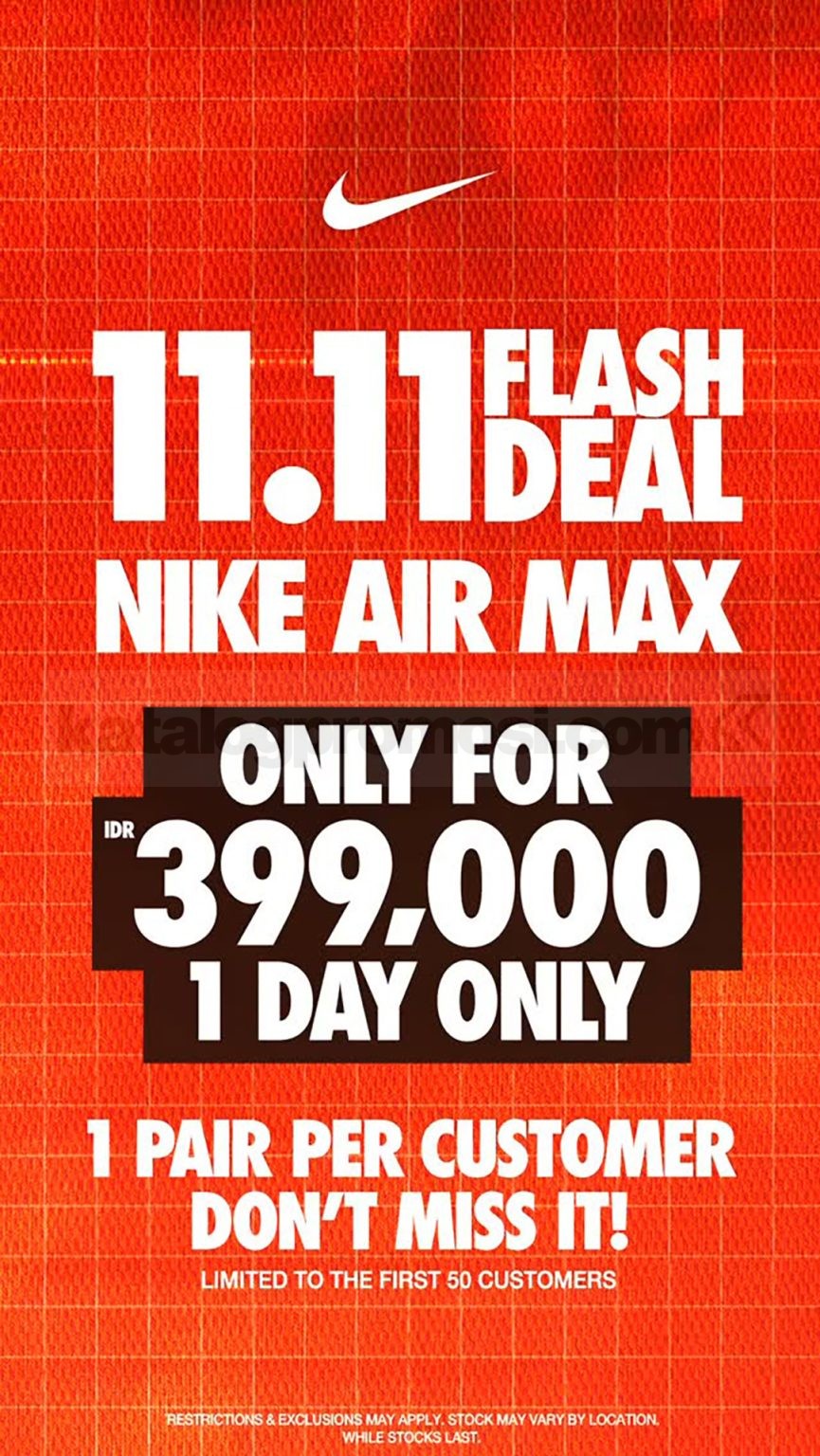 Promo Nike 11.11 Flash Deal Air Max Rp. 399.000