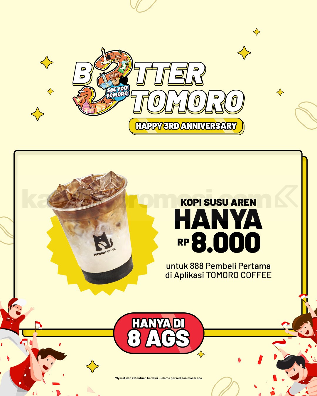 Promo Tomoro Coffee Anniversary Kopi Susu Aren cuma Rp8.000