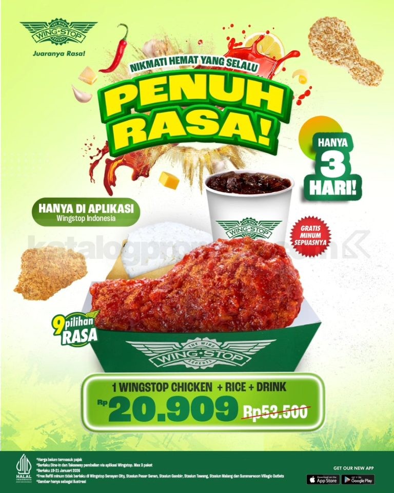 Promo WINGSTOP Paket Ayam Lengkap cuma Rp. 20.909