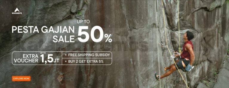 Eiger Pesta Gajian Sale Diskon hingga 50% + Ekstra Voucher hingga 1,5 Juta