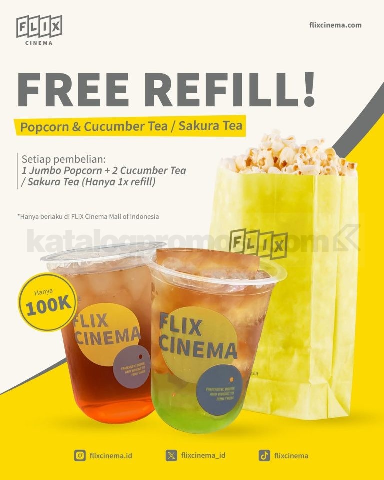 Promo FLIX Cinema Mall of Indonesia - FREE REFILL!