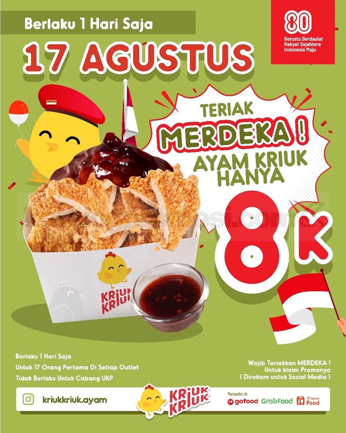 Promo Kriuk Kriuk Merdeka Ayam Kriuk cuma 8ribu