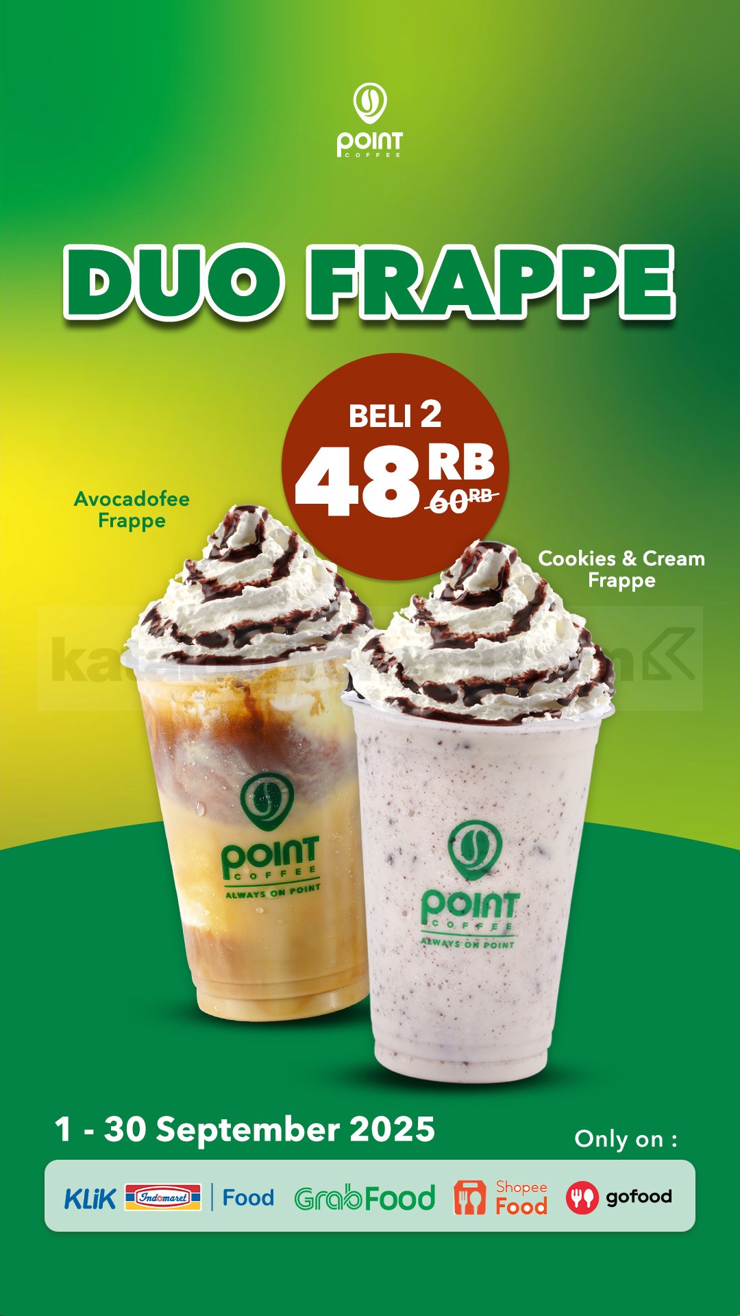 Promo Point Coffee Duo Frappe Beli 2 cuma Rp48.000
