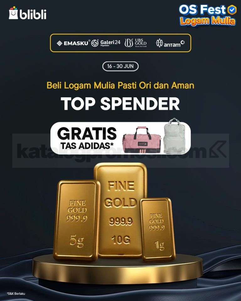 Promo Official Store Fest Logam Mulia di Blibli - GRATIS TAS ADIDAS!