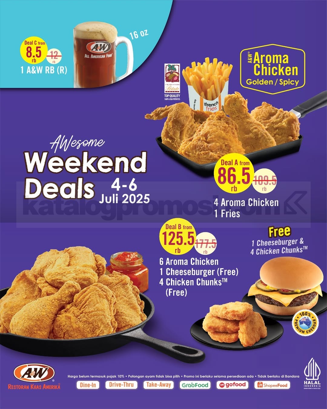 Promo A&W Weekend Deals Paket Aroma Chicken Golden/ Spicy Mulai Rp. 86. ...
