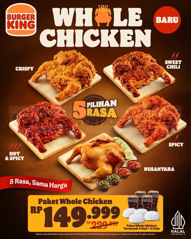 Promo Burger King Menu BARU! Paket Whole Chicken Rp 149.999