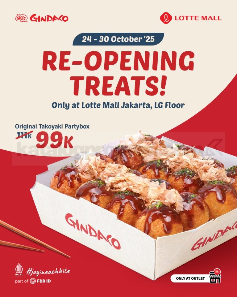Promo Re-Opening Gindaco Lotte Mall Jakarta - Original Takoyaki Party ...