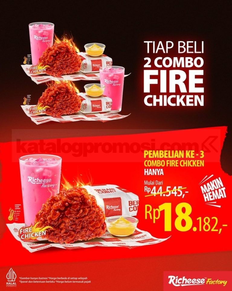 Promo Richeese Factory Combo Fire Chicken mulai dari Rp 18.182,-