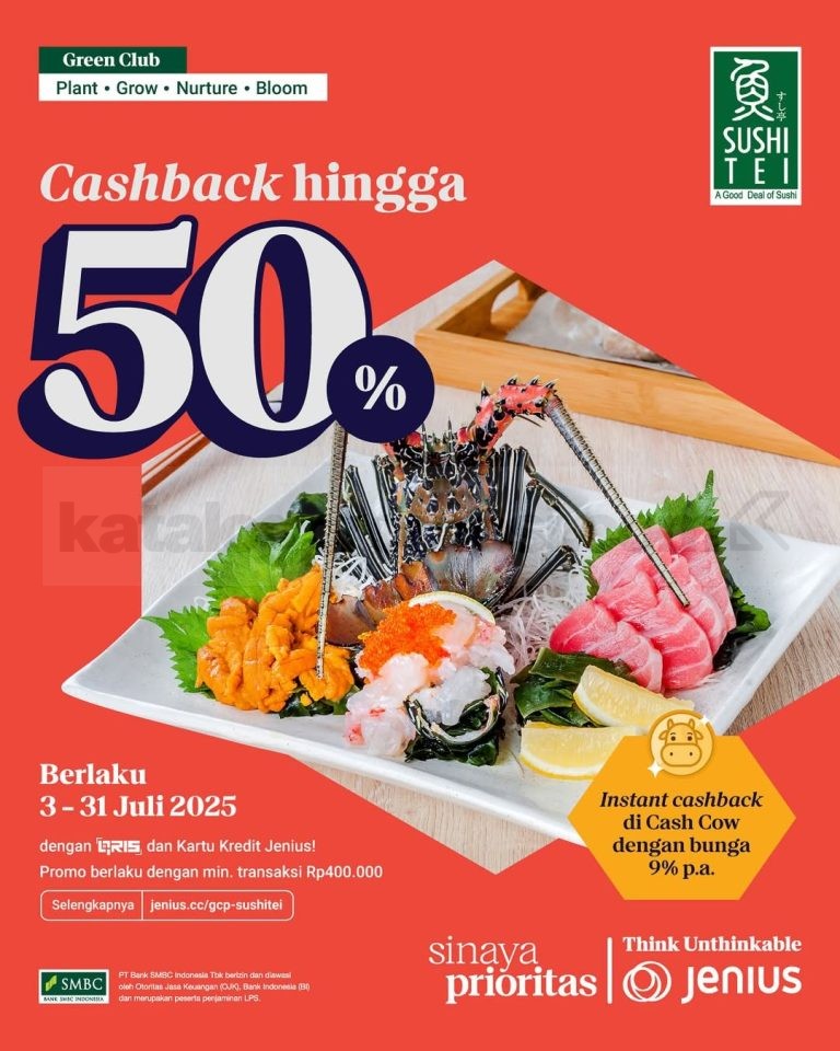 Promo Sushi Tei Jenius Cashback Hingga 50%