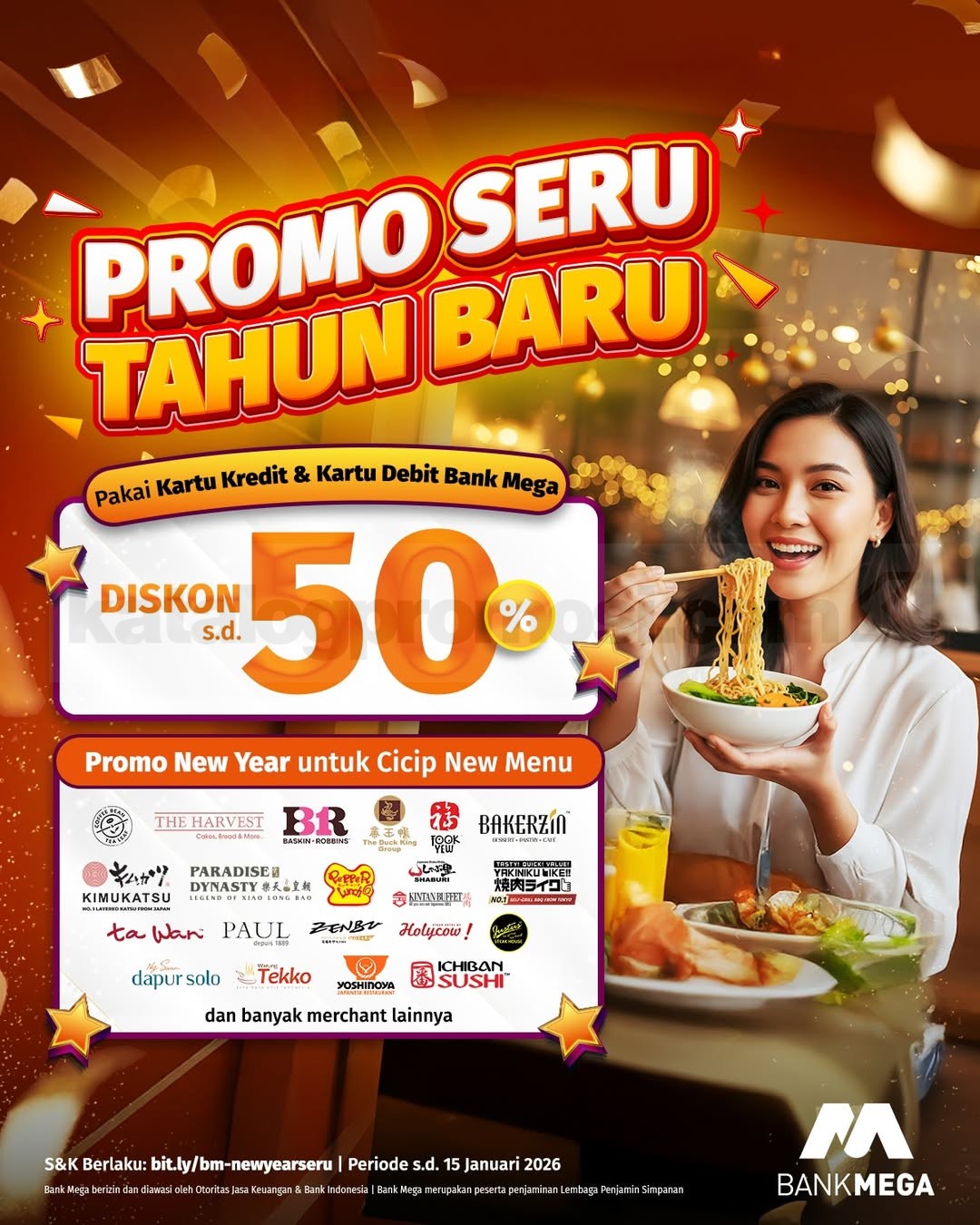 Promo Seru Tahun Baru Bank Mega – Diskon hingga 50%! – SoPasti.Com