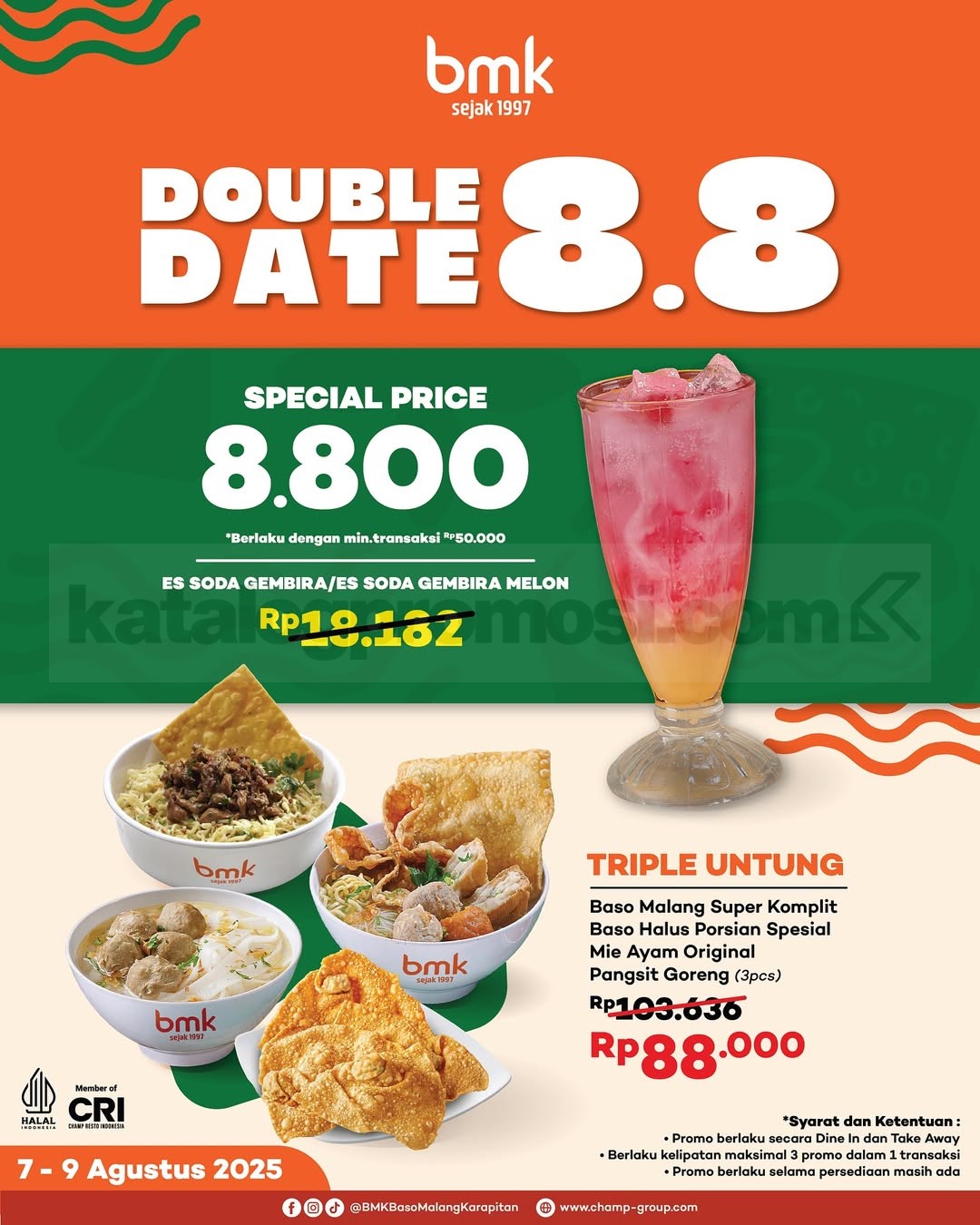 Promo BMK Double Date 8.8 Minuman & Paket Bertiga mulai Rp 8.800
