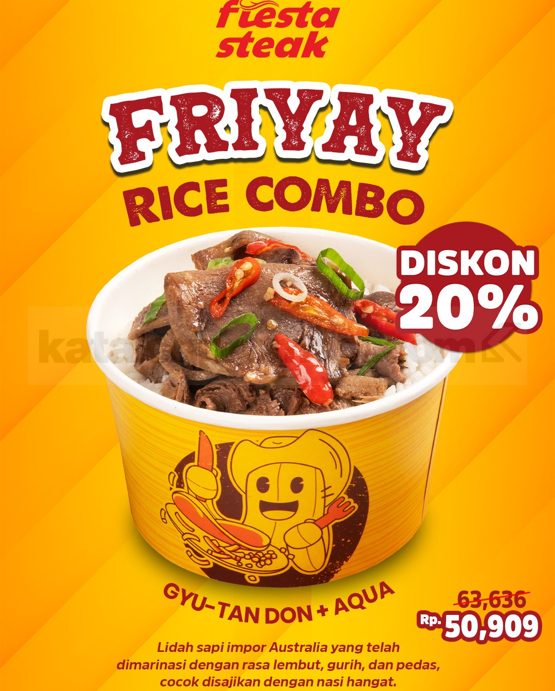 Promo Fiesta Steak Friyay Rice Combo Diskon 20% • SoPasti.Com