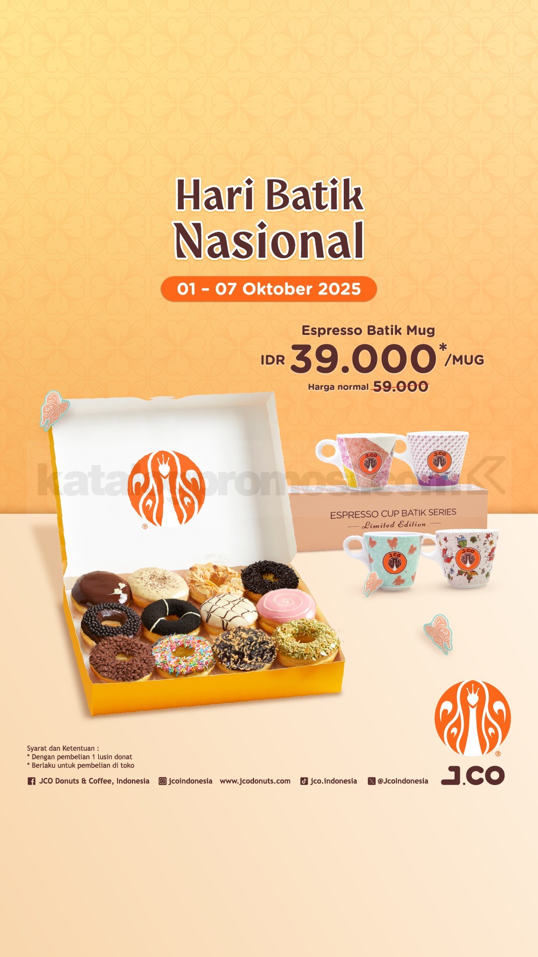 Promo JCO Batik Day Get 1 Dozen Donuts & Espresso Mug for only IDR 39K ...