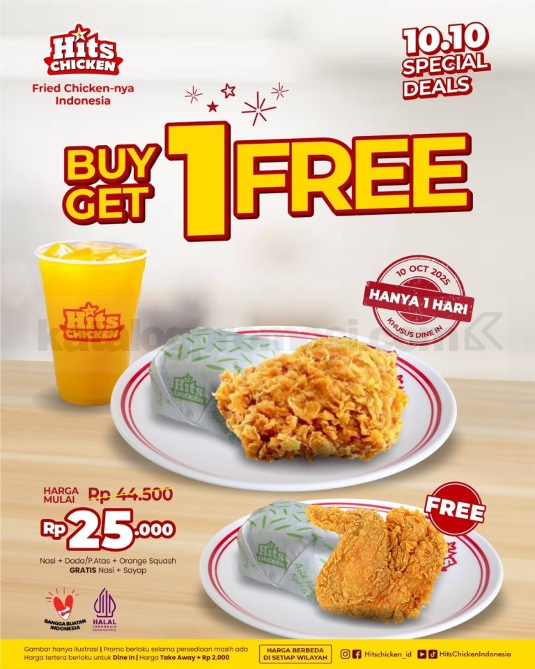 Promo Hits Chicken 10.10 Beli 1 Gratis 1 Paket Nasi + Ayam