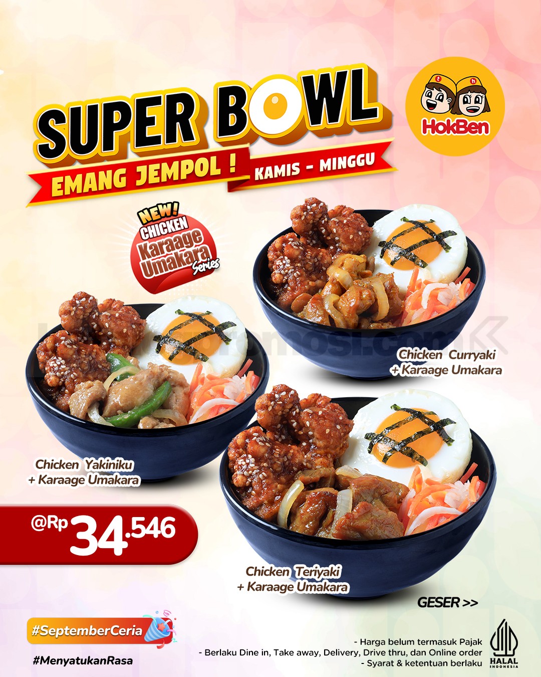 Promo HOKBEN Paket Super Bowl Chicken & Beef mulai 30 ribu • SoPasti.Com