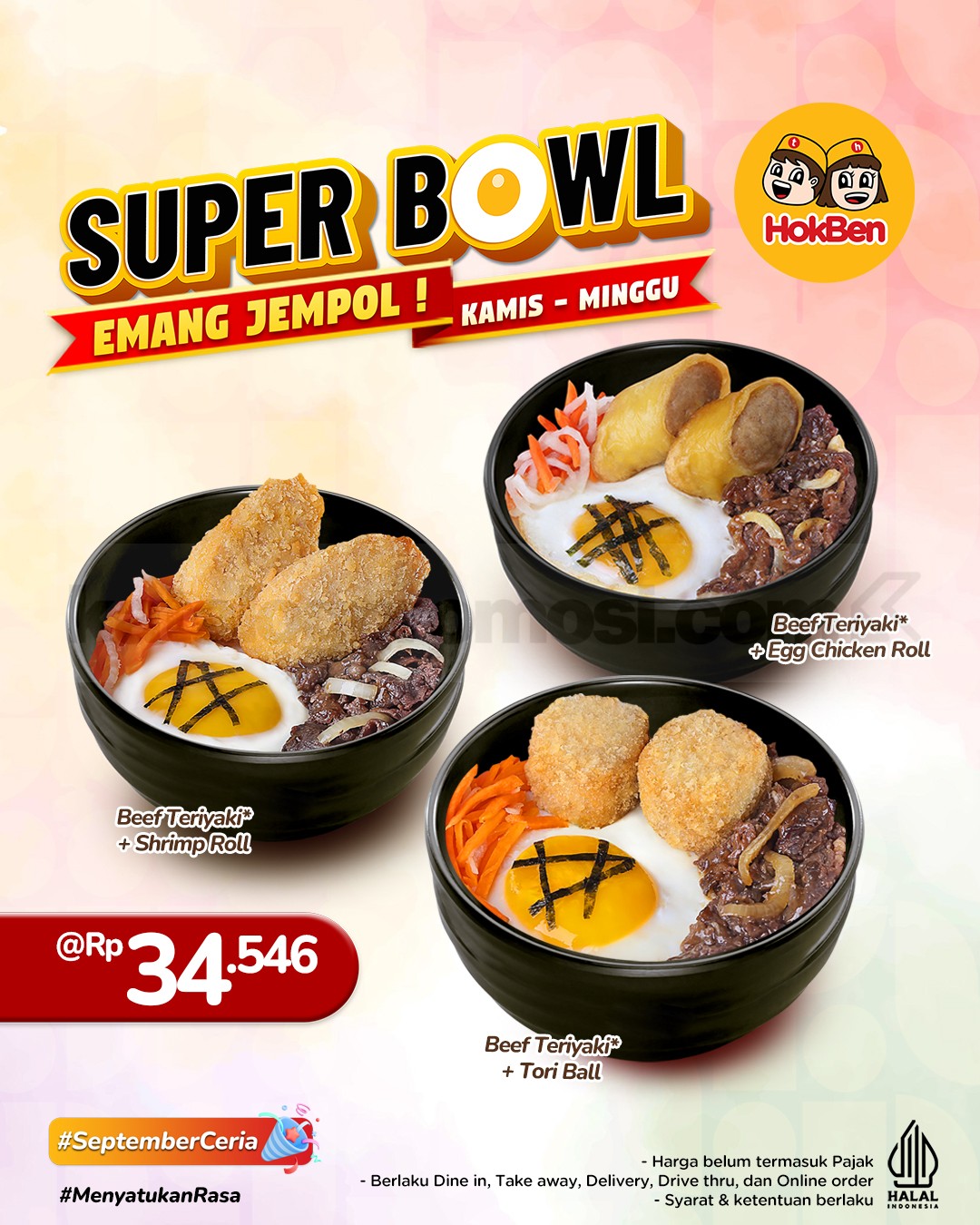 Promo HOKBEN Paket Super Bowl Chicken & Beef mulai 30 ribu • SoPasti.Com