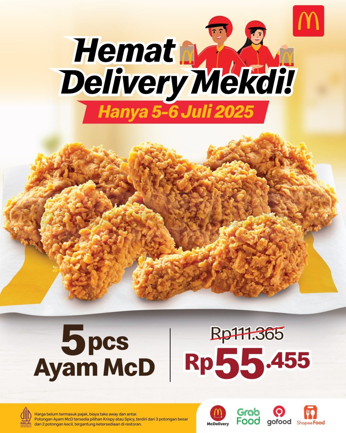 Promo McDonald's McDelivery - Paket 5 Ayam McD Rp55ribuan