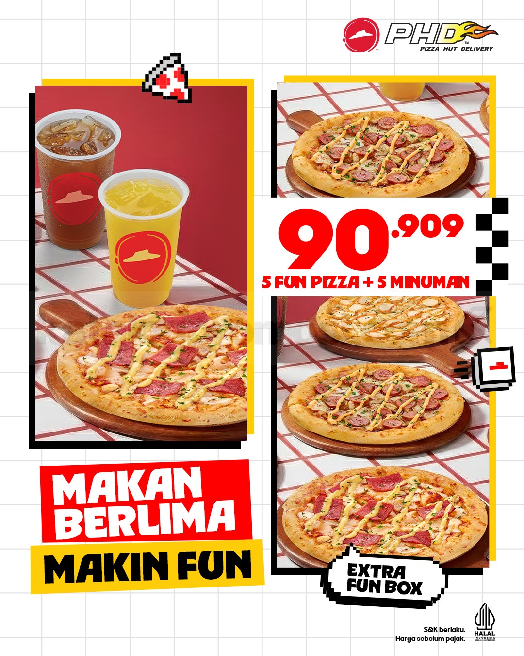 Promo PHD Extra Fun Box 5 Pizza Rp. 90.909