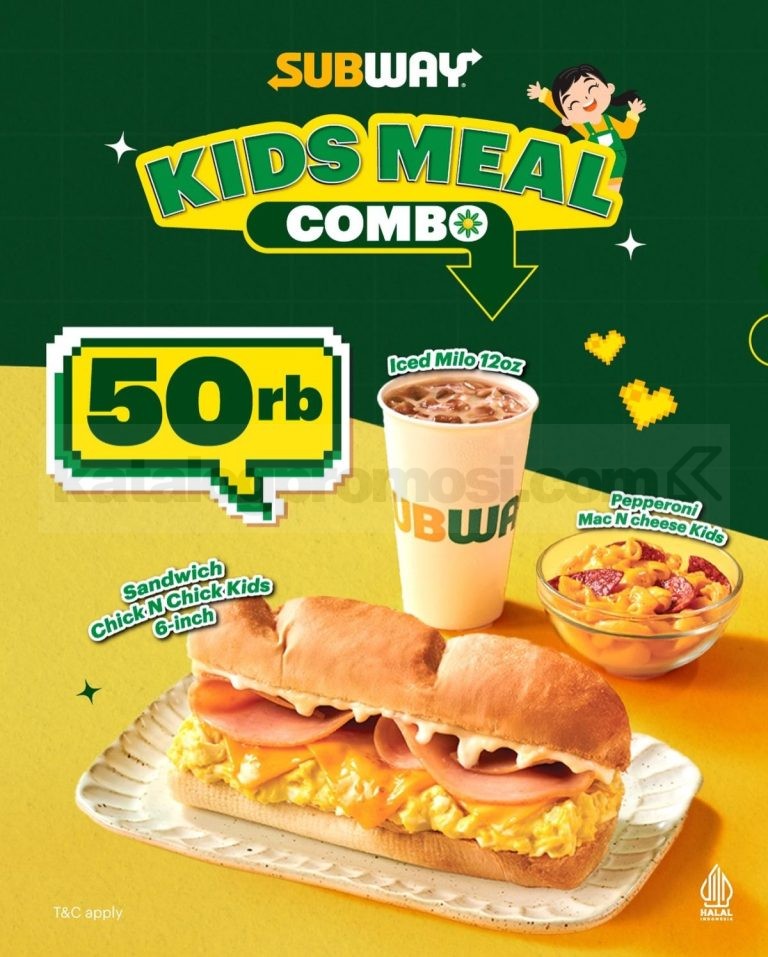 Promo Subway Hari Anak Nasional Kids Meal Combo Rp50.000