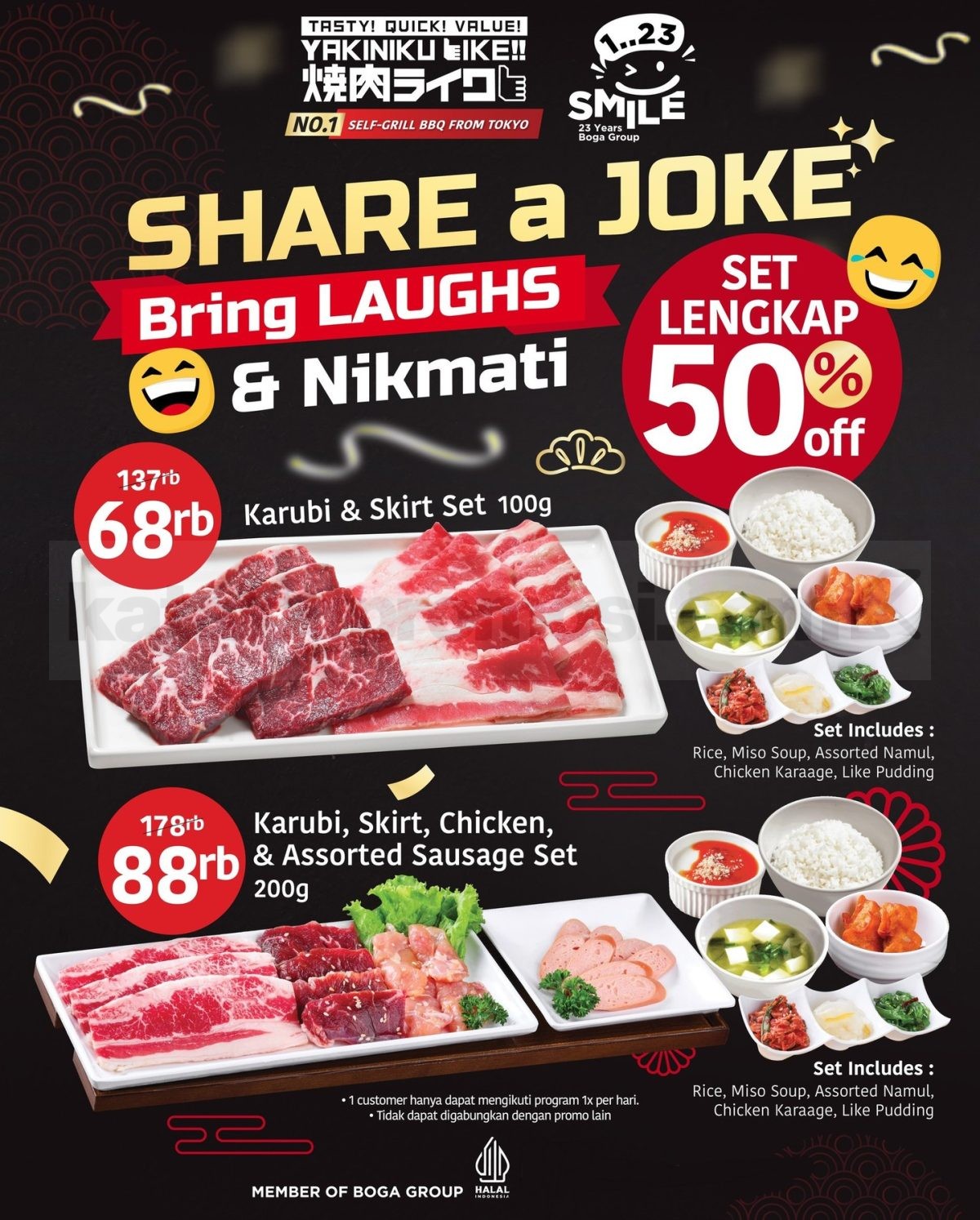 Promo YAKINIKU LIKE Share A Joke Diskon 50% Set Menu • SoPasti.Com