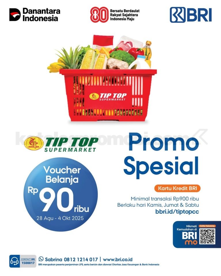 Promo TIP TOP Supermarket Spesial BRI Gratis Voucher Belanja Rp90.000 ...